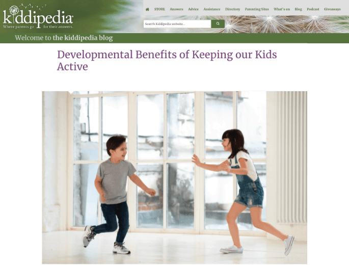 Active Kids: Developmental Benefits via Kiddipedia